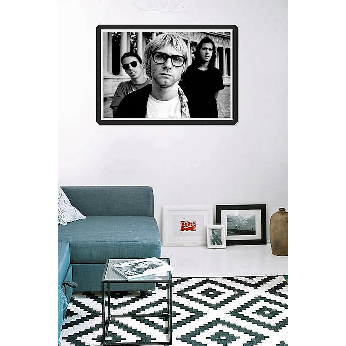 Nirvana Poster Wall Art Kurt Cobain Home Decor, Black and White, 19in x 13in