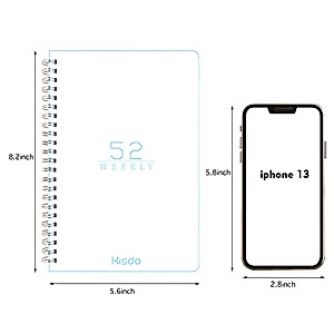 Kisdo Weekly Planner Undated Planner Book with Blue Fountain Ink Pen, To-Do List, Weekly Goals, Habit Tracker, 5.7" X 8" Inch for 52 Weeks Planning