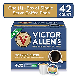 Victor Allen's Coffee Decaf Morning Blend, Light Roast, 42 Count, Single Serve Coffee Pods for Keurig K-Cup Brewers