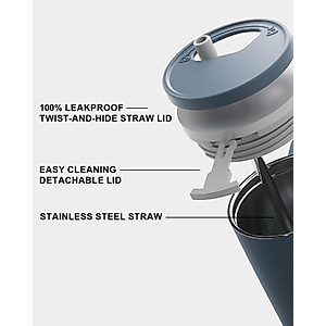 KISSKIND 40 oz Tumbler with Handle and Straw Lid, 100% Leakproof Insulated Cup Travel Coffee Mug Water Bottle, 2 Pcs