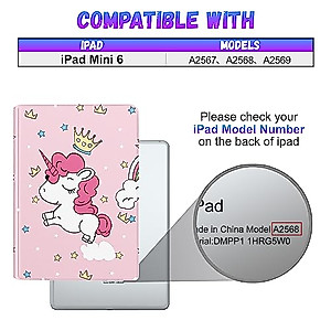 Uppuppy for Apple iPad Mini 6 Case for iPad Mini 6th Generation Case Kids Cute Folio Women Girls Girly Cartoon Cover for iPad Mini 2021 Case 6th Gen 8.3 Inch A2567 A2568 A2569