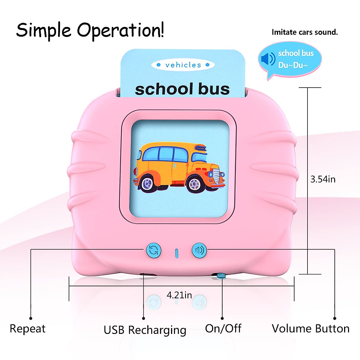 LinQool Preschool Learning Toys,Toddler Flash Cards,112pcs Animal Sight Words Cards Kindergarten,Educational Toys for 2 3 4 5 Year Old Boys Girls,Toddler Activities Gift (Pink) (LQ04)