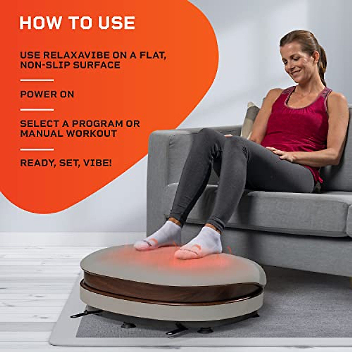 LifePro RelaxaVibe Vibration Plate Exercise Machine - Vibration Platform for Circulation & Metabolism Boost - Elegant Living-Room Vibration Machine - Whole Body Vibration Plate with Heated Ottoman