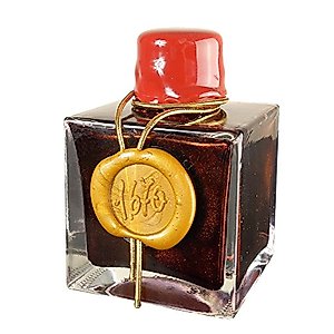 J. Herbin 1670 Anniversary Inks - Gold Sheen 50 ml Bottled - Rouge Hematite (Dark Red Ink)
