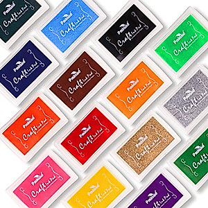 PMLAND Craft Ink Pad for DIY Stamps on Paper Wood Fabric - Pack of 15 Vibrant Colors