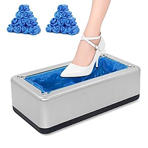Blemoacha Automatic Shoe Covers Dispenser,200 Pcs Shoe Cover Indoors Disposable,Booties for Portable Machine Fits One Size,Shoe Cover Protect Floor for House Office Hospital Factory (Silver)