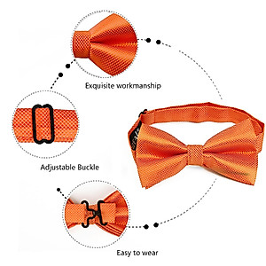 Alizeal Mens Solid Mini Squares Formal Banded Pre-tied Bow Ties Set-Orange