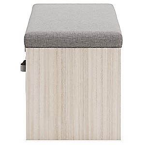Signature Design by Ashley Blariden Upholstered Storage Bench with Removable Baskets, Gray