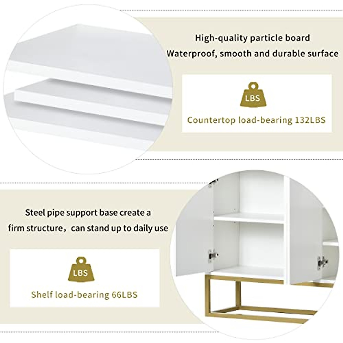Merax Modern Sideboard Elegant Buffet Cabinet with Large Storage Space for Dining Room, Entryway, White