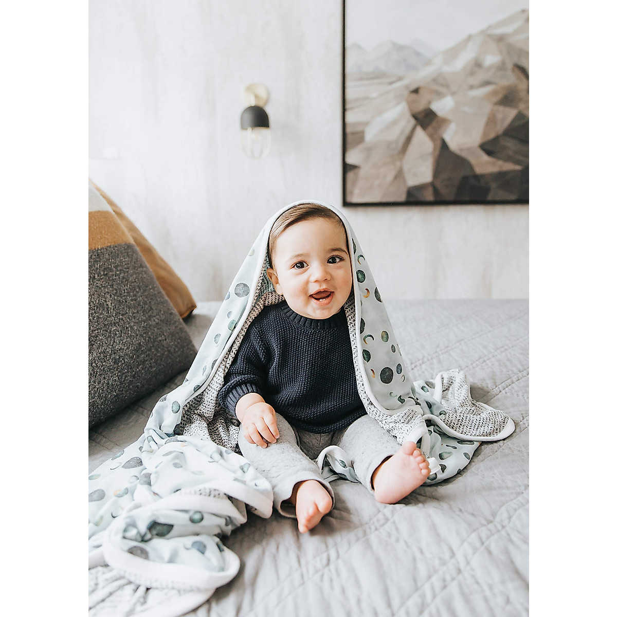 Large Premium Knit Baby 3 Layer Stretchy Quilt Blanket Lunar by Copper Pearl