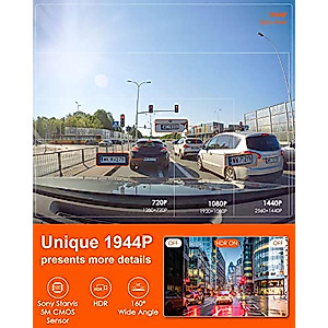 Vantrue E1 2.7K WiFi GPS Mini Dash Cam 1944P Voice Control 1.54" LCD Front Red Car Camera with Free APP, Night Vision, 24 Hours Buffered Motion Parking Mode, Wireless Controller, Support 512GB Max