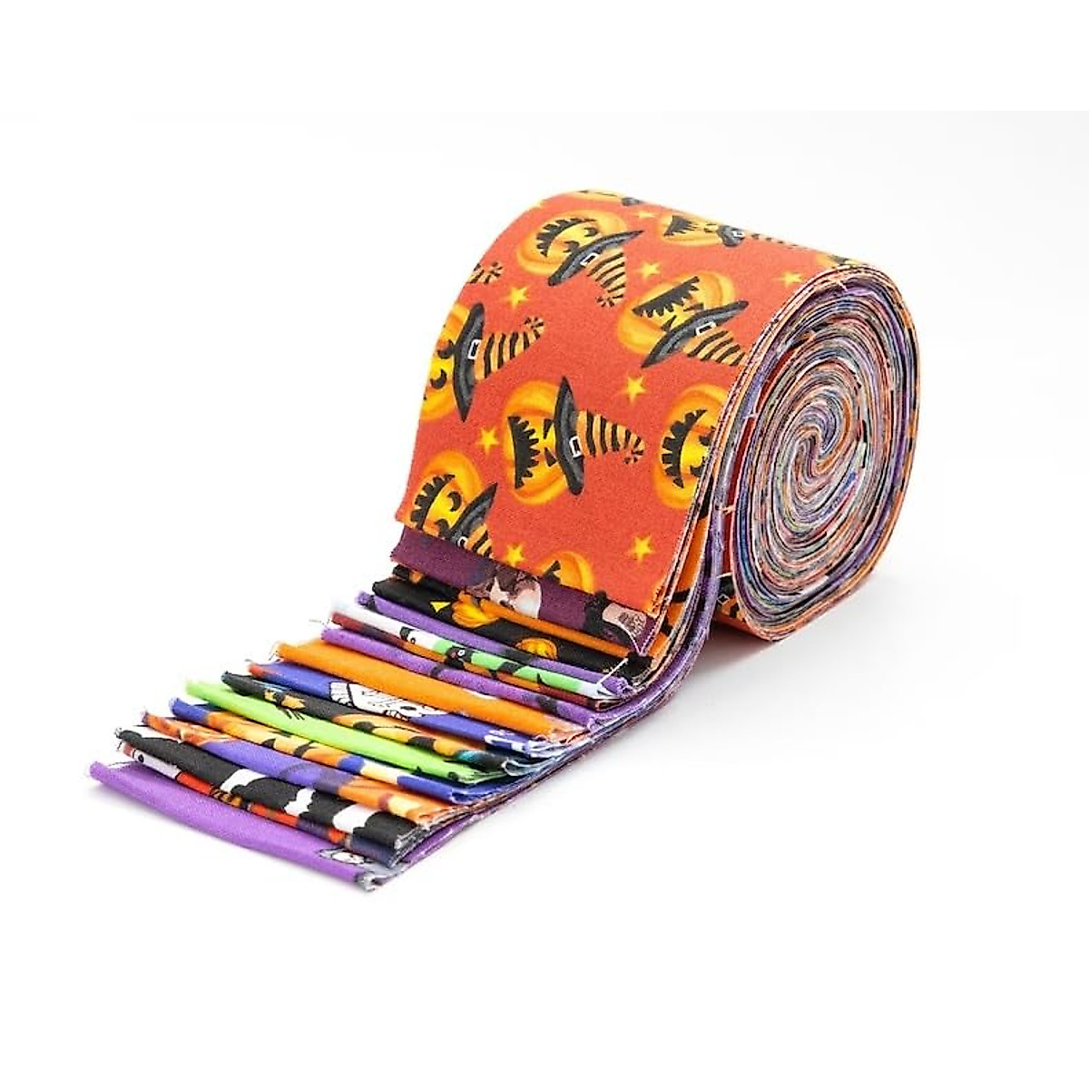 17 Piece Halloween 1 Jelly Roll 2.5"x44" pre-Cut 100% Cotton Fabric Quilting Strips, Halloween Fabric, Jelly Roll Fabric, Halloween Bundle Fabric, DIY Craft