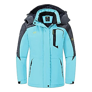 Pdbokew Women's Skiing Snowboarding Jackets Fleece Hood Mountain Snow Coat