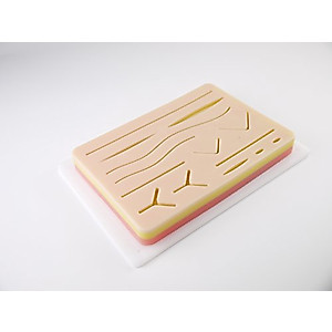 Harbin Design Large Premium 3-Layer Suture Practice Pad w/ Wounds on Anti-Slip Base (7.2" x 5.2") | The Original - Will Not Easily Separate, Tear, Rip | For Practicing Suturing Doctors,Students