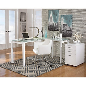 Signature Design by Ashley Baraga Contemporary Adjustable Swivel Home Office Desk Chair, White
