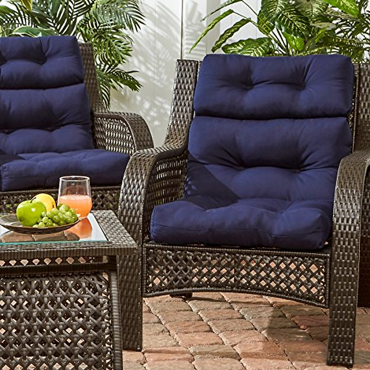 Greendale Home Fashions Outdoor 44 x 22-inch High Back Chair Cushion, Set of 2, Midnight 2 Count