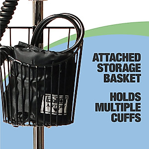 Labtron Mobile Blood Pressure Monitor with Rolling Stand, Adult Large BP Cuff, Height-Adjustable