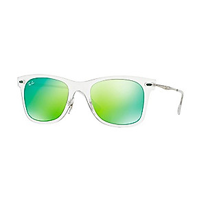 Ray-Ban Wayfarer Light RB4210 - 646/55 Sunglasses Transparent; Silver w/ Blue Mirror 50mm