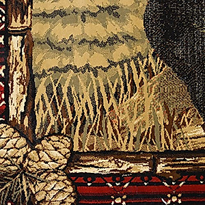 Mayberry Rugs Rustic Lodge Pine Black Bear Cub Log 2'x3' Area Rug, 2'3"x3'3"