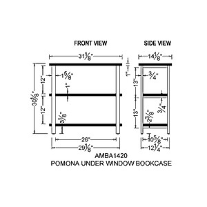 Alaterre Furniture Pomona 31" Tall 2-Tier Solid Wood and Metal Under-Window Bookcase, Rustic Reclaimed Wood Design, Industrial, Stylish, Durable Lacquer Finish, Living Room, Home Office, Bedroom