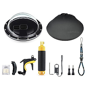 GEPULY Dome Port for GoPro Hero 7 Black/Silver/White, Hero 6 Black, Hero 5 Black, Hero 2018, Dome Port Lens with Waterproof Housing Case Trigger Floating Hand Grip for Underwater Photography