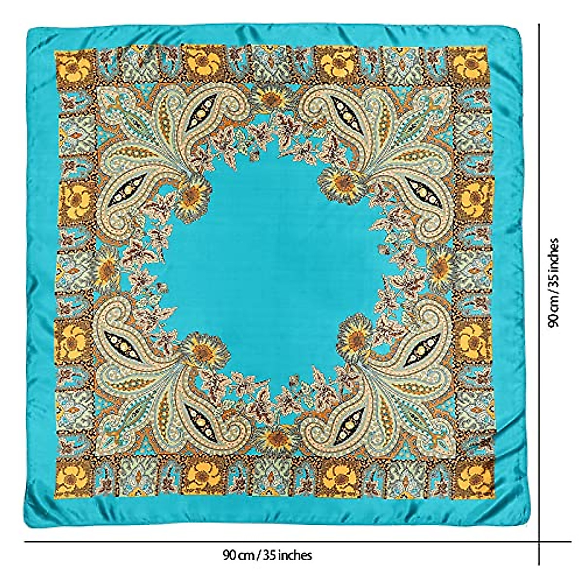 AWAYTR Satin Large Square Head Scarves - 4PCS Silk Like Neck Scarf Hair Sleeping Wraps Lightweight Satin Silk Scarfs for Women (Cashew(Black/Blue/Camel/Beige))