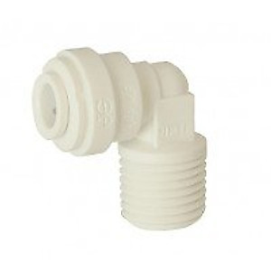 John Guest 1/4" OD x 1/4" NPTF Fixed Elbow Quick Connect (White Polypropylene) PP480822W