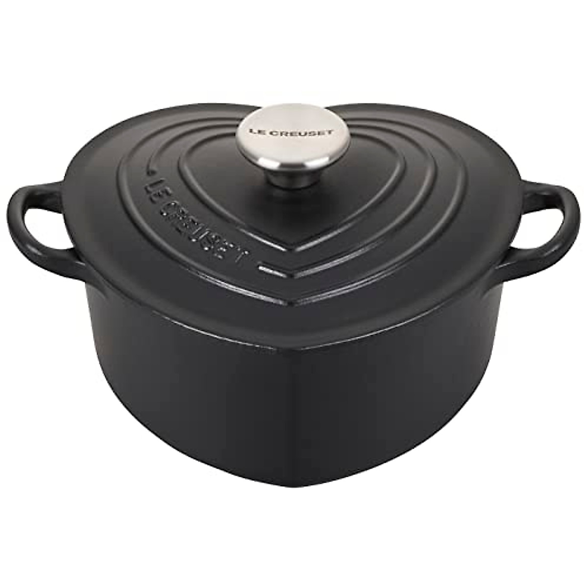 Le Creuset Signature Enameled Cast Iron Figural Heart Cocotte, 2 Quart, Licorice with Stainless Steel Knob