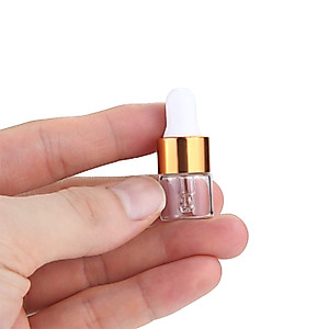 100,1ml (1/4 dram) Clear Glass Dropper Bottle,Empty Essential Oil Dropper Bottle Mini Glass Eye Dropper Vials With Pipette For Travel,Sample Test Perfume Liquid Container-1 Funnel&3 Dropper included