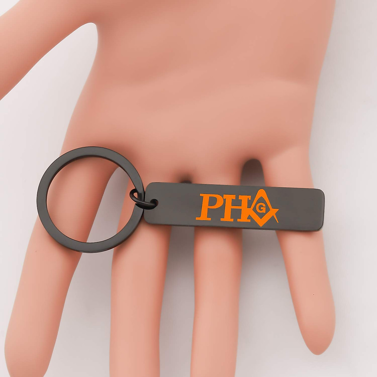 BEKECH Prince Hall Inspired Gift Freemasons Masonic Square and Compass Masonic Symbol Keychain PHA Mason Jewelry for Prince Hall Lovers Men Women (silver)