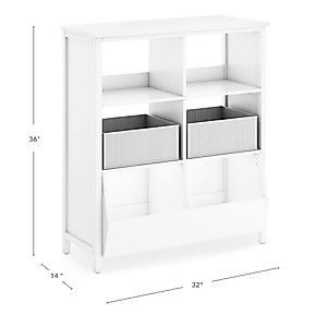 Martha Stewart Kids' Jr. Toy Storage Organizer with Bins - Creamy White: Wooden Kids Bookcases and Toy Storage Organizer; Homeschool and Classroom Furniture