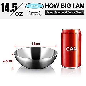 Miusco Premium 304 18/8 Stainless Steel Food Grade Toddler Bowls Set, Non Toxic BPA Free Bowls for Kids, 14.5 Oz, 4 Pack