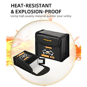 Anbee Lipo Battery Safe Bag Fireproof Safety Charging Storage Bag Compatible with DJI Mini 3/3 Pro RC Drone (Large, For 3pcs batteries)