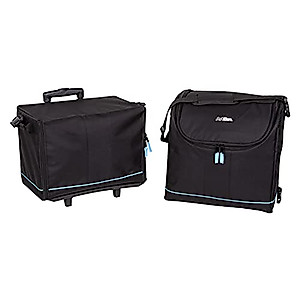 ArtBin 6922SP Tote Express Rolling Portable Art Craft & Sewing Storage Organizer Bag with Wheels-Fits Sewing Machine, 0, Black/Aqua