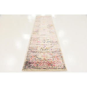 Unique Loom Aurora Collection Over-Dyed, Abstract, Botanical Southwestern, Transitional Area Rug, Rectangular 9' 0" x 12' 0", Beige/Pink