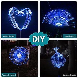 JJGoo Solar Garden Lights Solar Firework Lights, 2 Pack 120 LEDs 2 Lighting Modes Solar Lights Outdoor Waterproof for Garden Patio Walkway Pathway Party Wedding Christmas Decorative - Blue