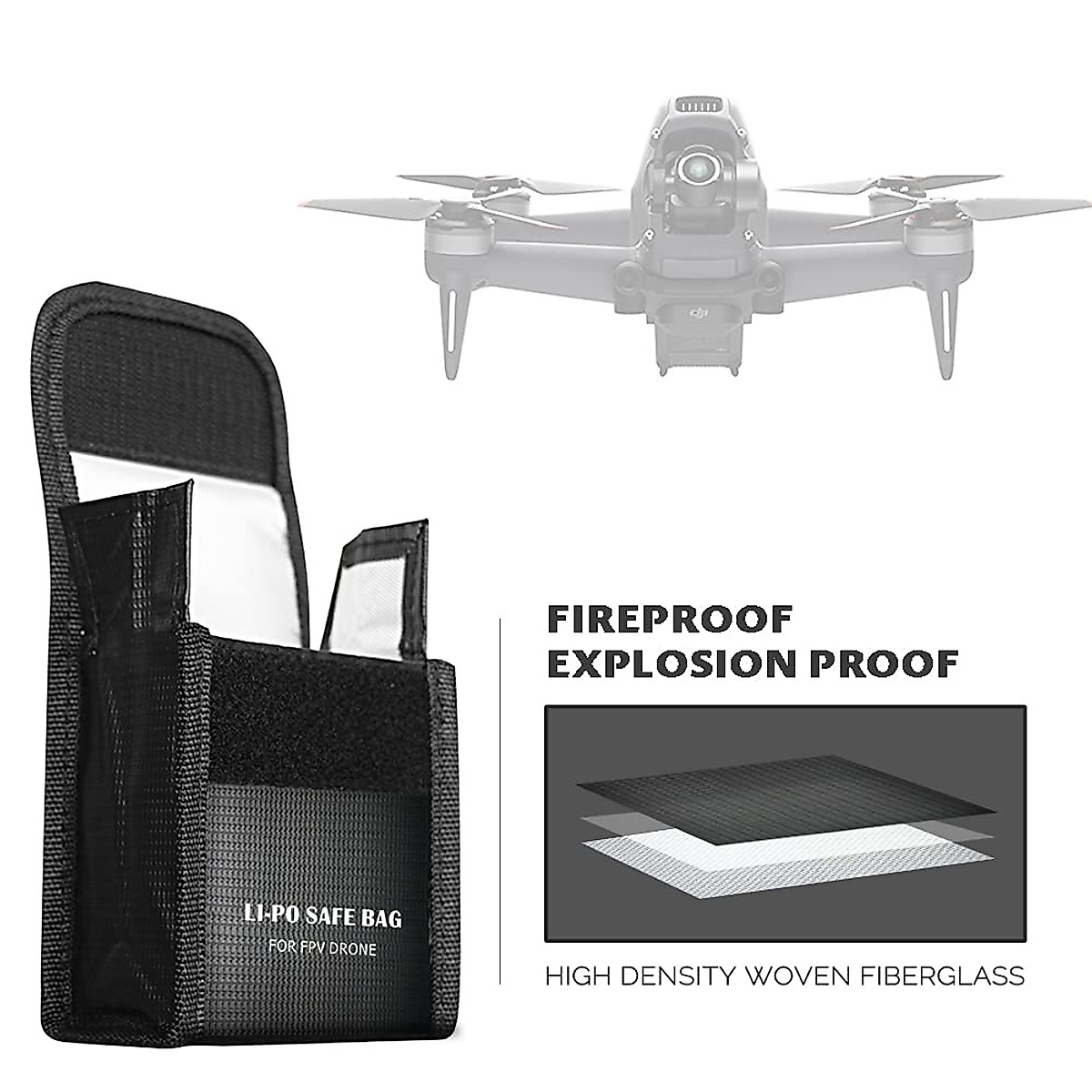 Arzroic Battery Safe Bag Fireproof Case for DJI FPV Drone Accessories Battery Holder Protector