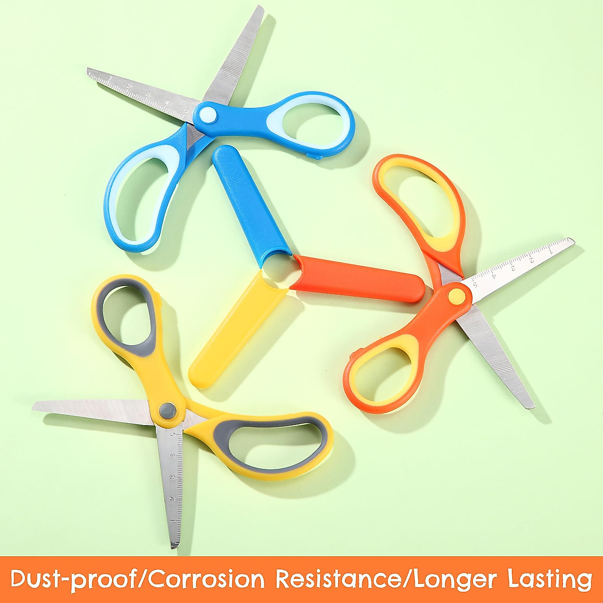 6 Inch Operation Left/Right Handed Kids Scissors, Safety Blunt Tip Toddler Scissors Stainless Steel Blade Scissors with Cover for Children Teacher School Craft Christian Supplies(3 Pieces)