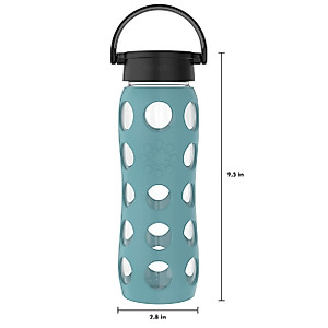 Lifefactory 22-Ounce Glass Water Bottle with Classic Cap and Protective Silicone Sleeve, Aqua Teal