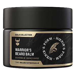 The Beard Struggle Warrior’s Beard Balm - Gold Collection, Hoenir's Poem - Non-Greasy Low-Hold Formula, Luxurious Cologne-Grade Fragrances 100% Natural and Plant-Based Ingredients - 50g