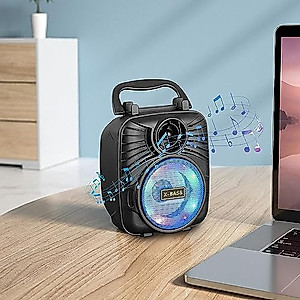 Wireless Bluetooth Speaker, Portable Speaker with Coloured Running Lights Bluetooth Speaker, Wireless Compact Audio Subwoofer 360° Surround Sound with TFC Card, AUX Cable, USB Flash Card (Blue)