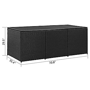 Canditree Outdoor Large Storage Box, Storage Contrainer Rattan, Organizers for Garden Furniture Pillows Cushions (Black)