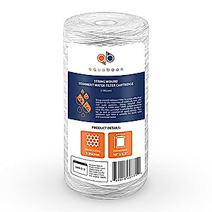 Aquaboon 1 Micron 10" x 4.5" String Wound Sediment Water Filter Cartridge | Whole House Sediment Filtration | Compatible with 84637, WPX5BB97P, PC10, 355214-45, 355215-45, WP10BB97P WP5BB97P 2-Pack