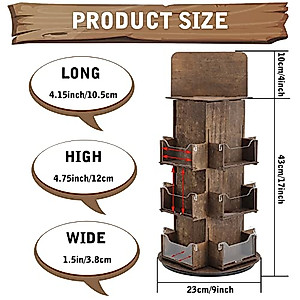 Rotating Display Stand 3 Tier Wood Rotating Rack 4 Sided Display Rack Counter Top Spinner Display Stand 360 Degree Rotating Tabletop Display Stand for Retail Trade Shows Craft Shows Showcase (Brown)