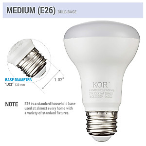KOR (6 Pack) 7W LED R20 Reflector Light Bulb (50W Equivalent), Dimmable, 550 Lumens, UL & Energy Star, Standard E26 Base, BR20 LED Flood Light Bulbs for Recessed Can Use (2700K (Warm White))