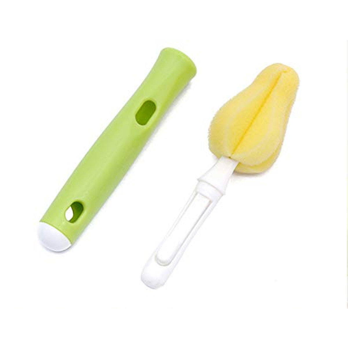 AKOAK 1 Pack The Baby Nipple Brush Cleaning Brush Set Rotates Freely to Replace The Head Sponge Bottle Brush