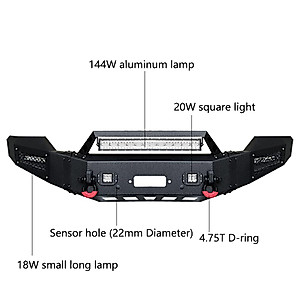 Vijay Front and Rear Bumper Compatible with 2011-2016 Ford F250 F350 F450 Super Duty with Winch Plate and Lights