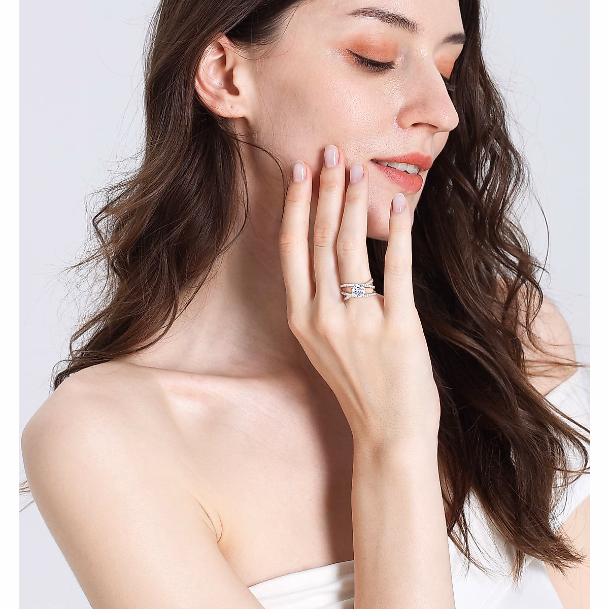 TIGRADE 2CT Criss Cross Promise Ring for Women Cubic Zirconia Engagement Ring CZ Statement Wedding Band Size 3-12, Silver, Size 8