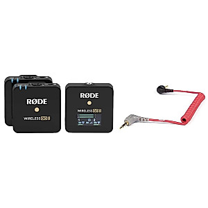 Rode Wireless GO II Compact Microphone System with 2x Transmitters and 1x Receiver - With Rode SC7 3.5mm TRS to TRRS Patch Cable