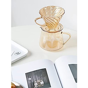 Pour Over Coffee Maker Set with Glass Dripper, 600ml 20oz V60 Coffee Server Pot, 50 Paper Filter and Spoon, Gift Kit for Coffee Lover